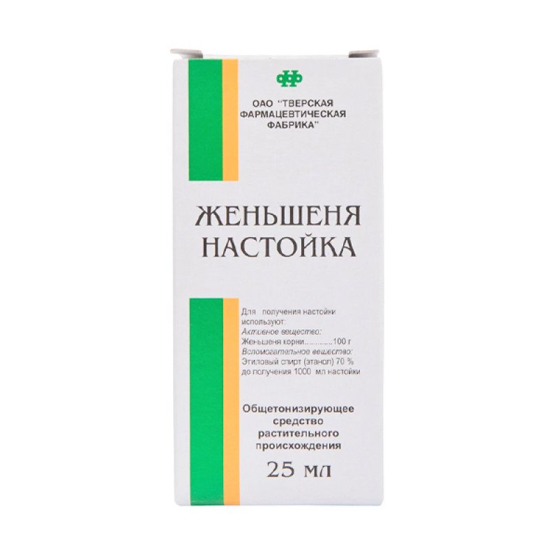 Ženšenio preparatai : Ženšenio tinktūra, 25 ml